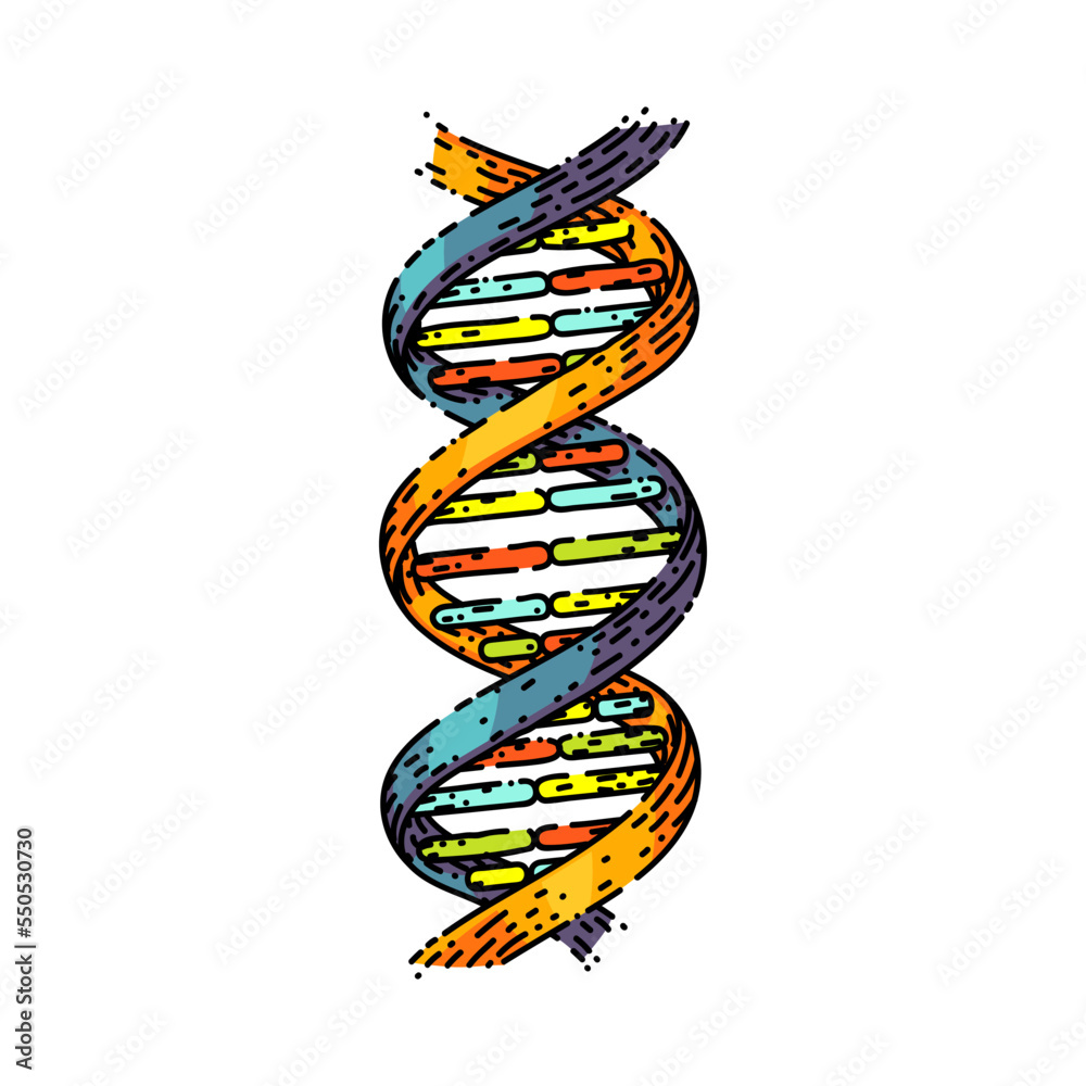 dna science hand drawn vector. genetic helix gene, biotechnology ...