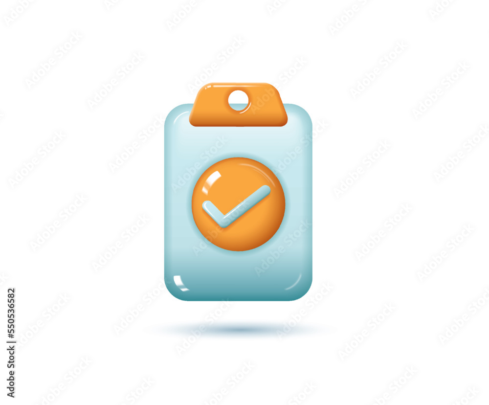 Icon checklist document 3d realistic style with lightning. Idea ...