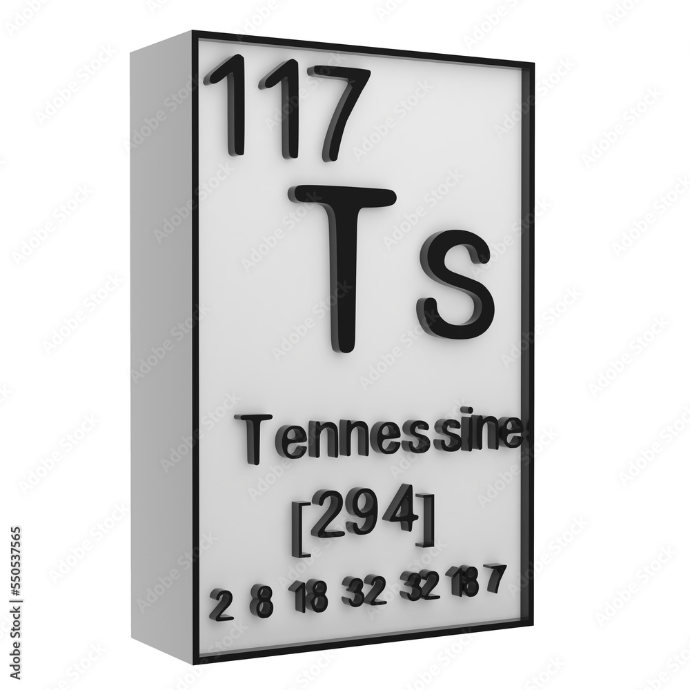 Tennessine,Phosphorus on the periodic table of the elements on white ...