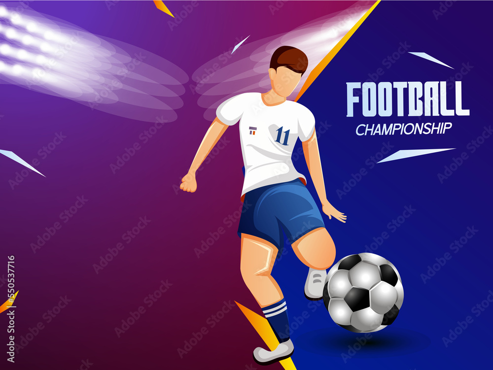 Football sports invitation vector editable template.Ball with football ...