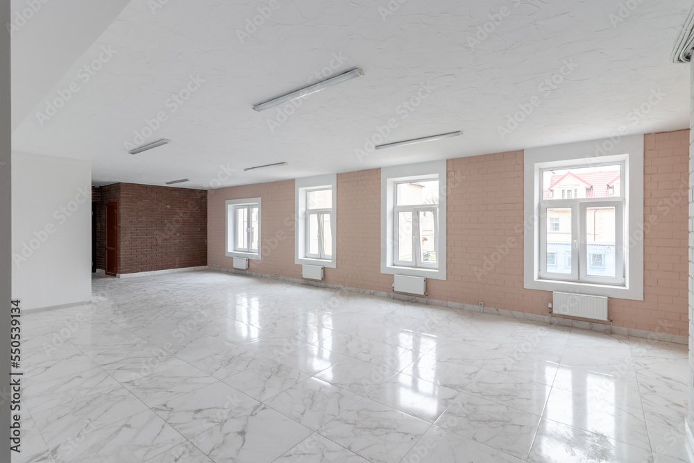 Empty room with raise floor or access floor or table floor with grid ...