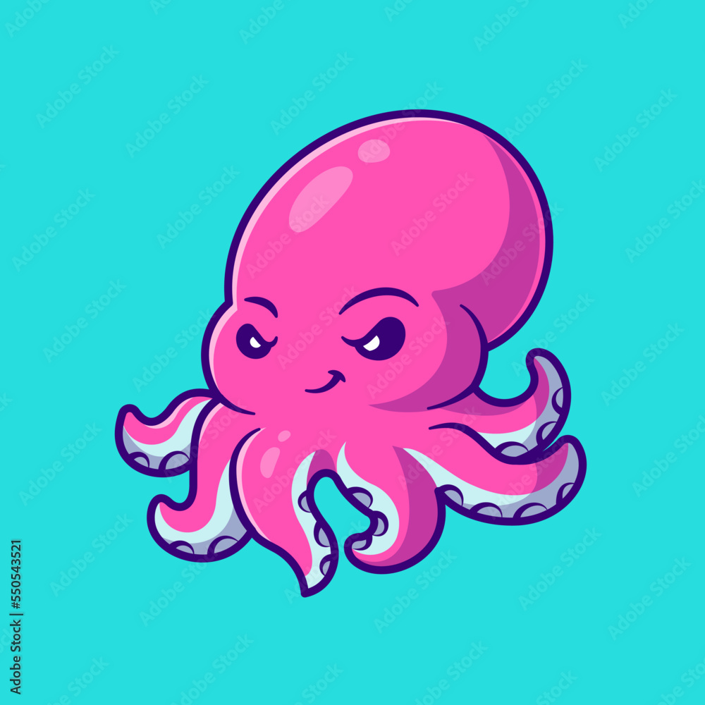 Cute Octopus Cartoon Vector Icon Illustration. Animal Nature Icon ...