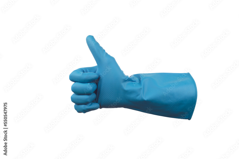 Blue glove with no background doing an approving gesture with his thumb ...