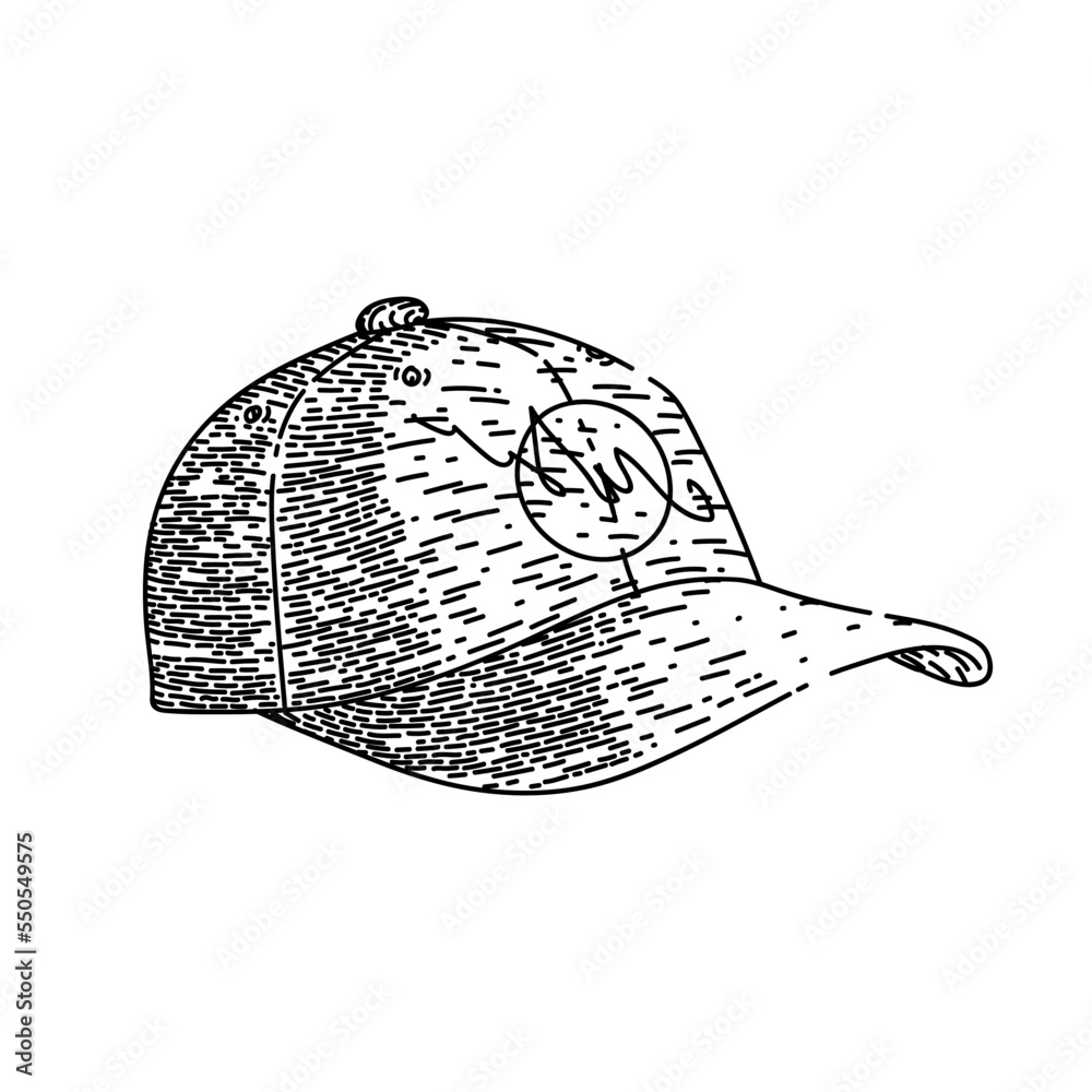 cap baseball hand drawn vector. hat blank, template view, front uniform ...