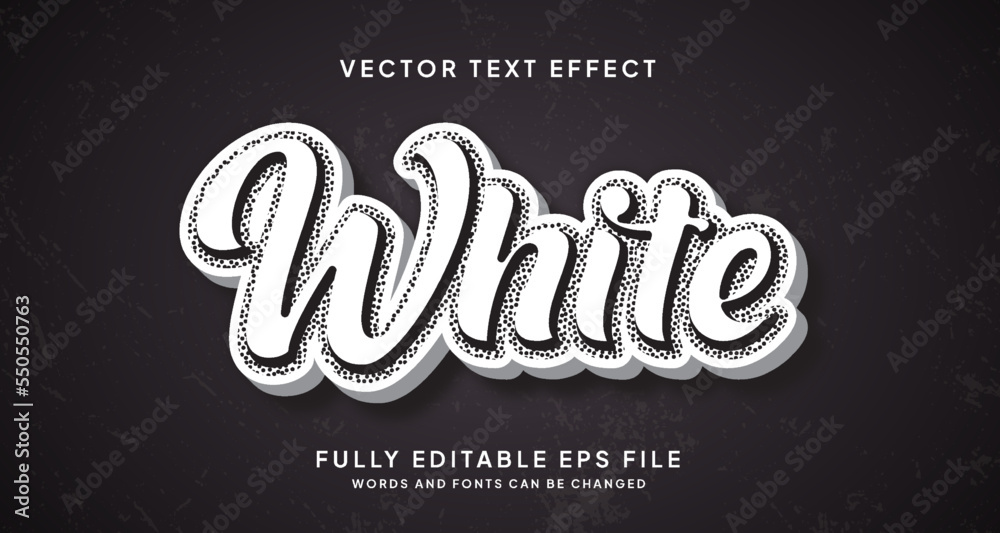 Editable White text effect with black background Stock Vector | Adobe Stock