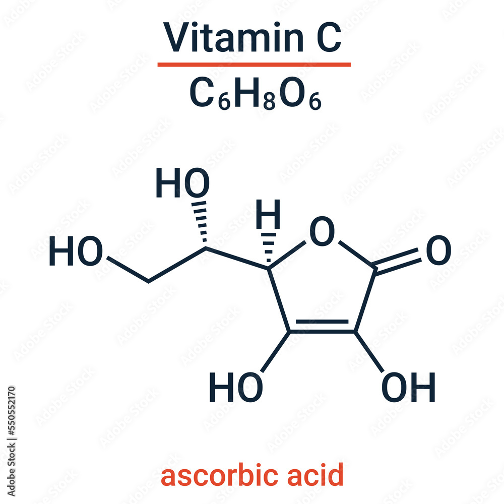 Vitamin C. Structural chemical formula. Vector illustration for ...