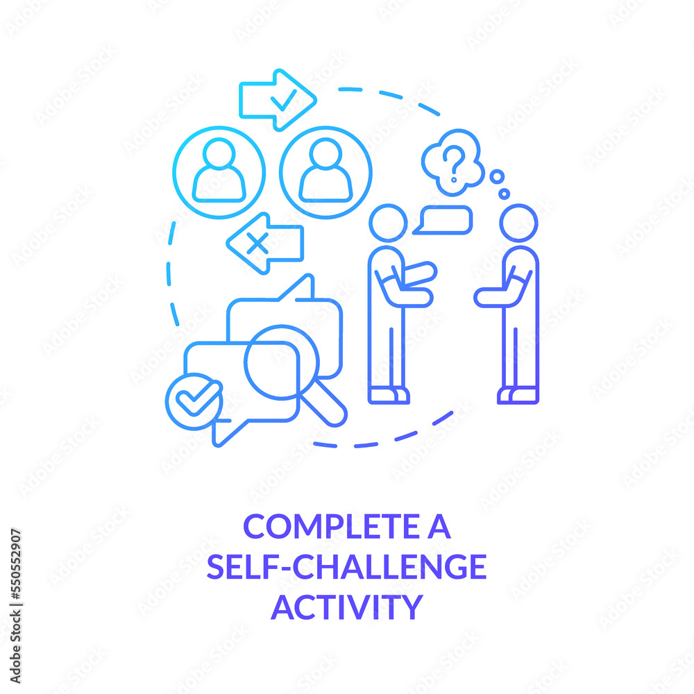 Complete self challenge activity blue gradient concept icon. Overcoming ... Complete self challenge activity blue gradient concept icon. Overcoming ...