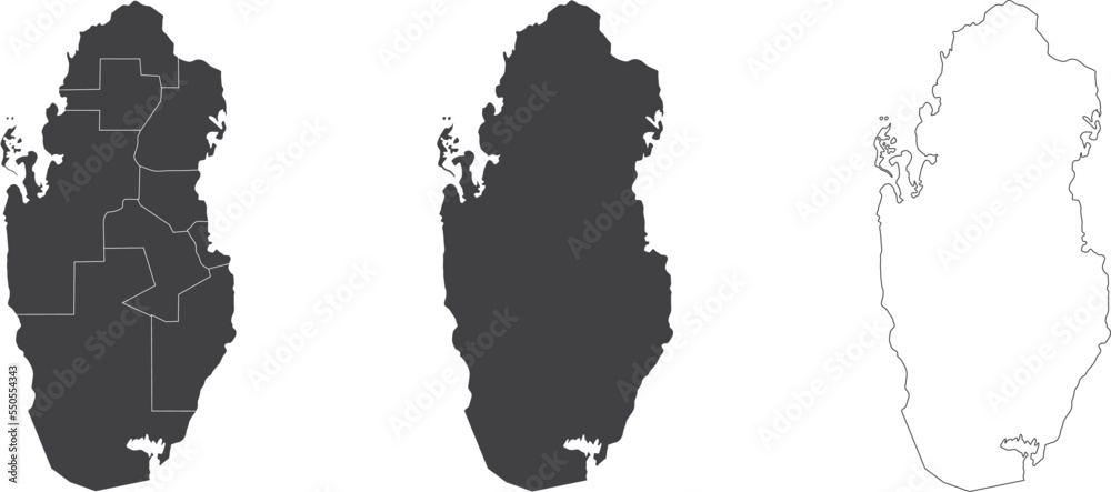 set of 3 maps of Qatar - vector illustrations Stock Vector | Adobe Stock