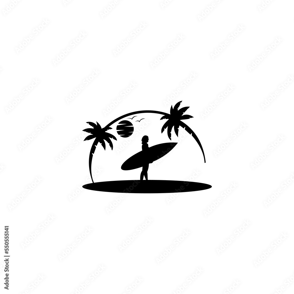 Surf logo with woman silhouette. Logo Design Inspiration Vector ...