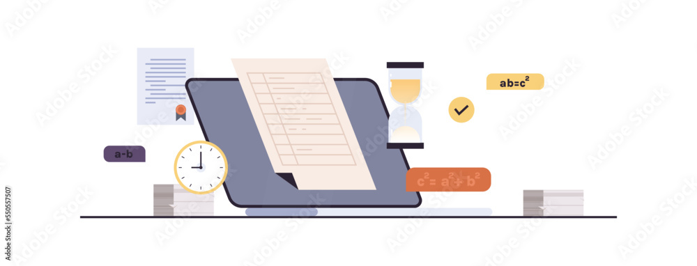 Online testing and learning, examination on computer, checklist form ...