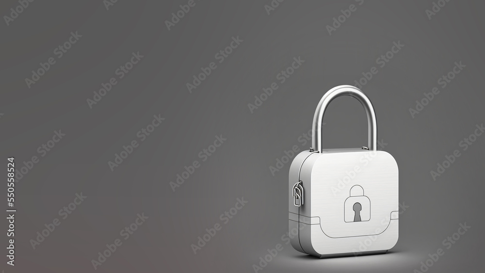 white lock isolated on a clean gray background, privacy, security ...