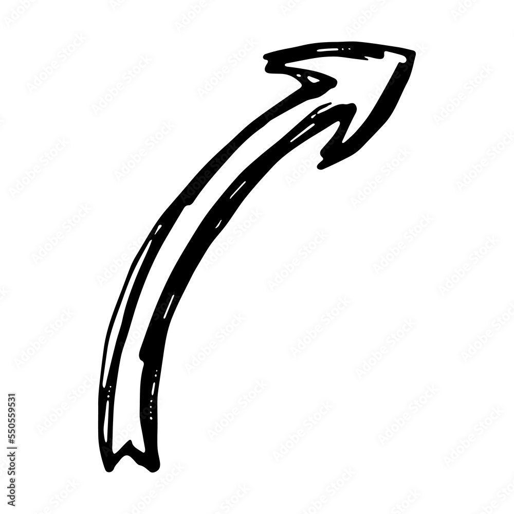 Hand drawn ink arrow illustration in sketch style. Business doodle ...