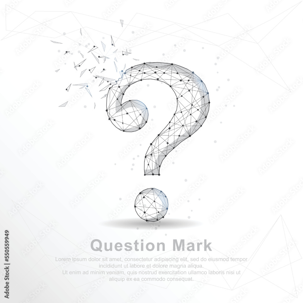 Question mark point, line and composition digitally drawn in the form ...