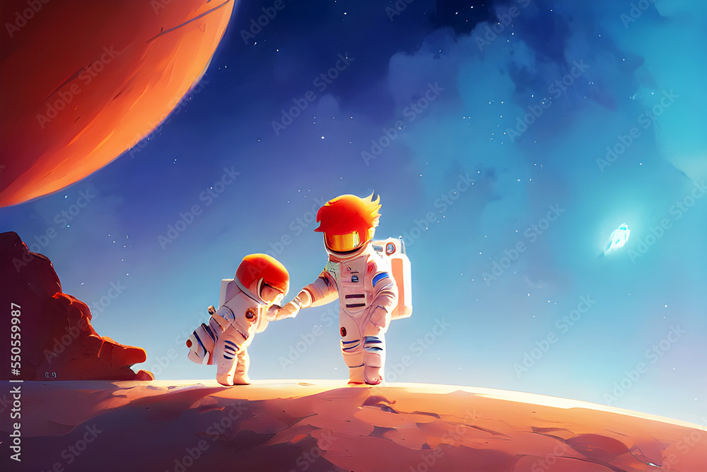 Mini Astronaut Brothers Helping Each Other on a New Planet - Beautiful ...