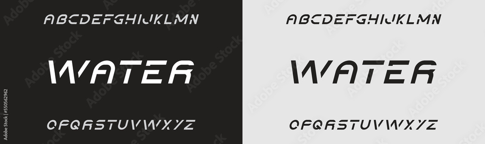WATER minimal and tech alphabets font designs. professional vector ...