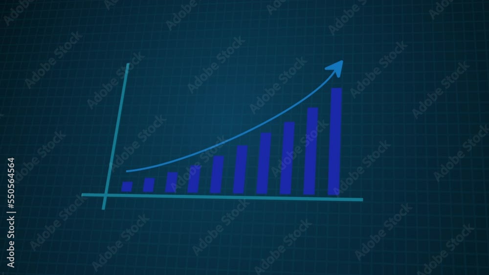Motion animated footage. Statistics bars columns growth, arrow up ...