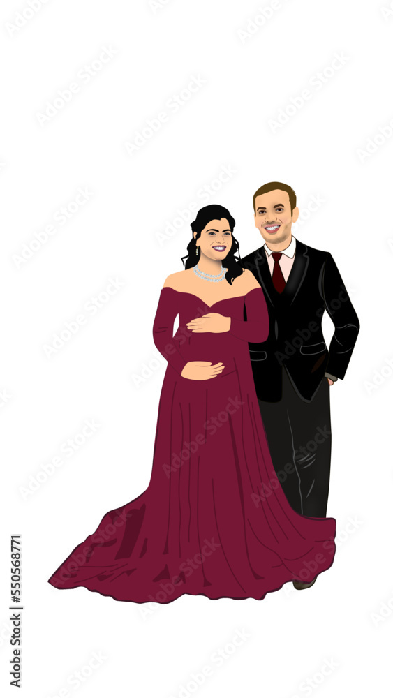 Baby Shower Indian Couple Stock Vector | Adobe Stock