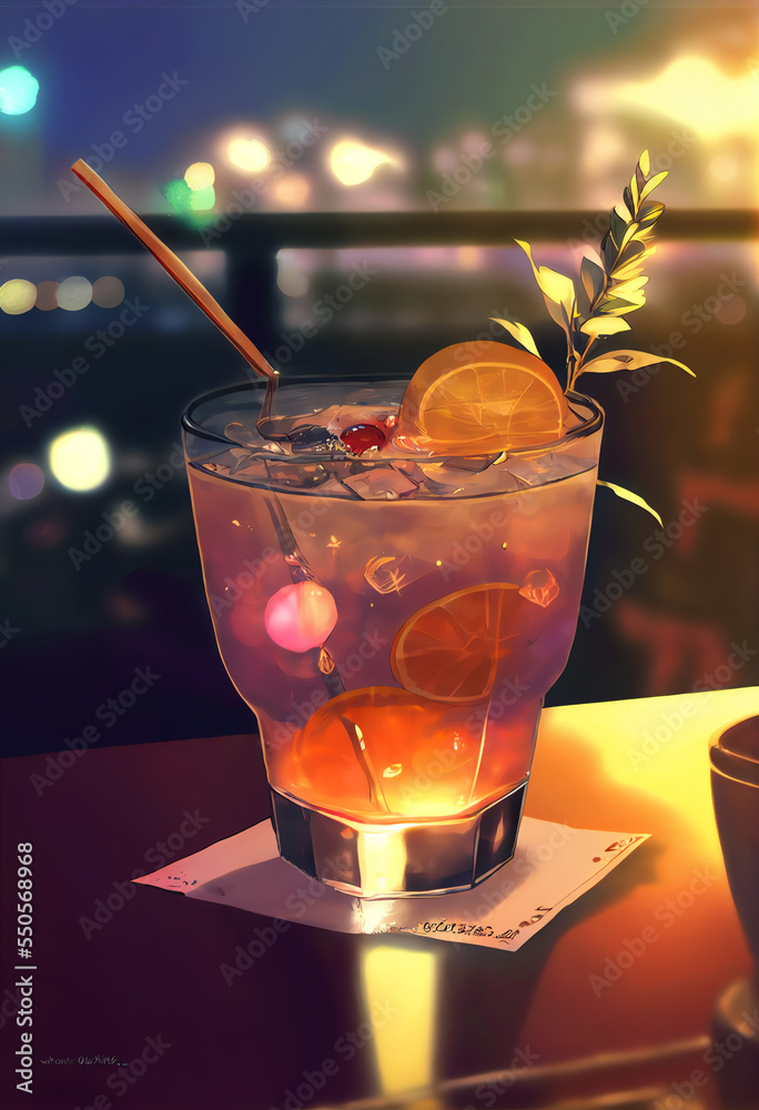 cocktail with lemon and ice. Aesthetic Cocktail Mocktail Digital ...