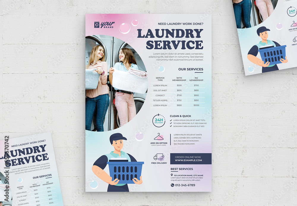 Laundry Service Flyer Template Stock Template | Adobe Stock