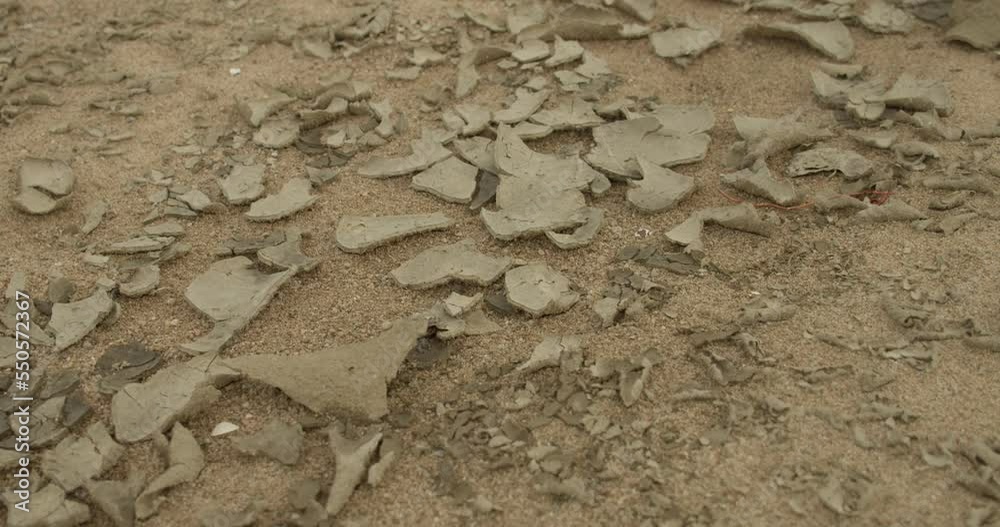 Arid Soil Ground With Broken Pieces Of Mud On The Surface. High Angle ...