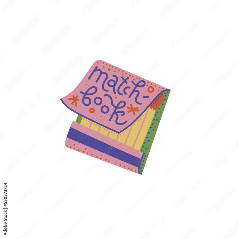 Vintage matchbook illustration. Colorful retro clipart. Isolated on ...