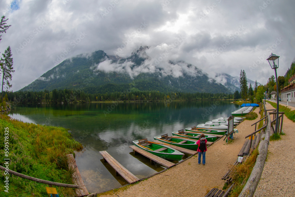 The lake Hintersee in the bavarian Alps at Ramsau in Germany Stock ...