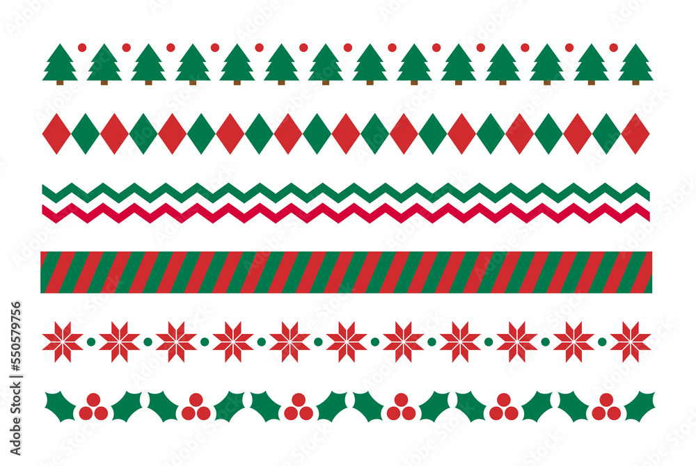 Set of pattern borders for Christmas concept in winter season December ...