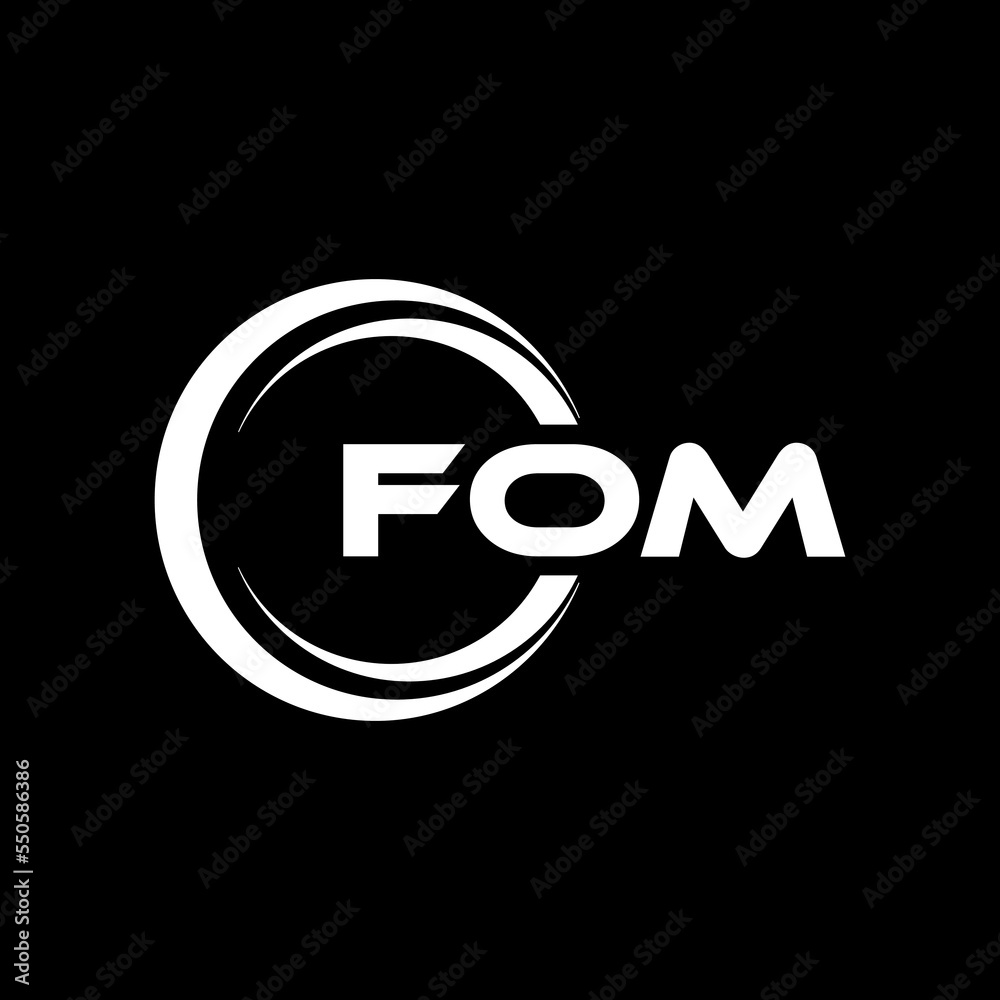 FOM letter logo design with black background in illustrator, cube logo ...