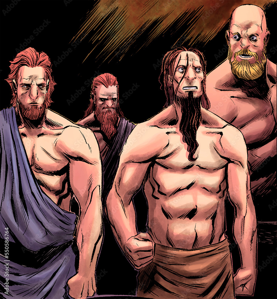 shirtless greek men, greek mythology Stock Illustration | Adobe Stock