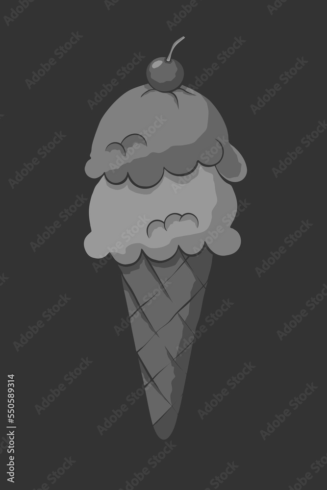 ice cream cone grayscale art drawing. you can print it in a size of ...