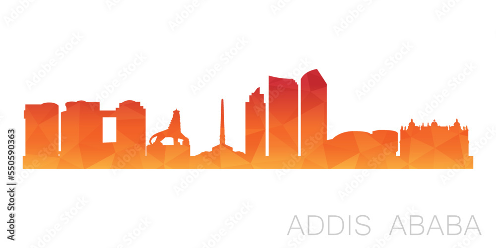 Addis Ababa, Ethiopia Low Poly Skyline Clip Art City Design. Geometric ...