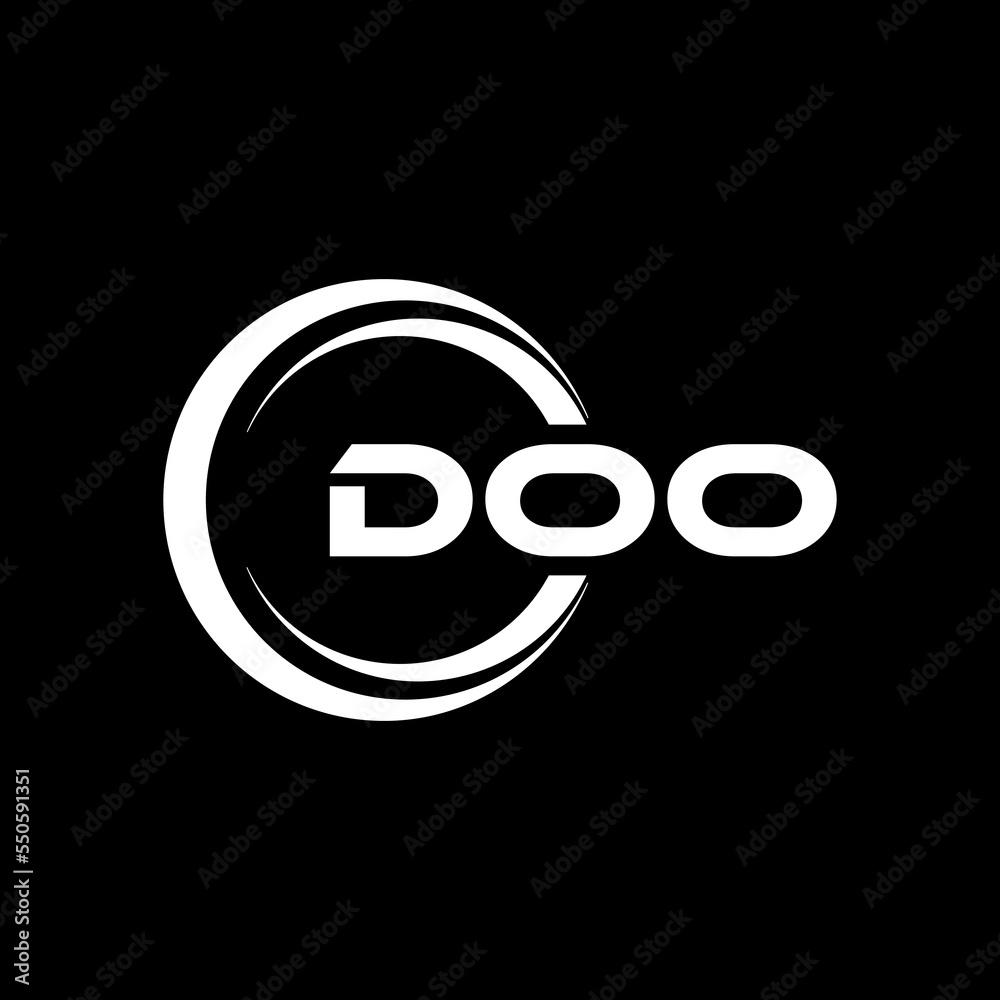 DOO letter logo design with black background in illustrator, cube logo ...