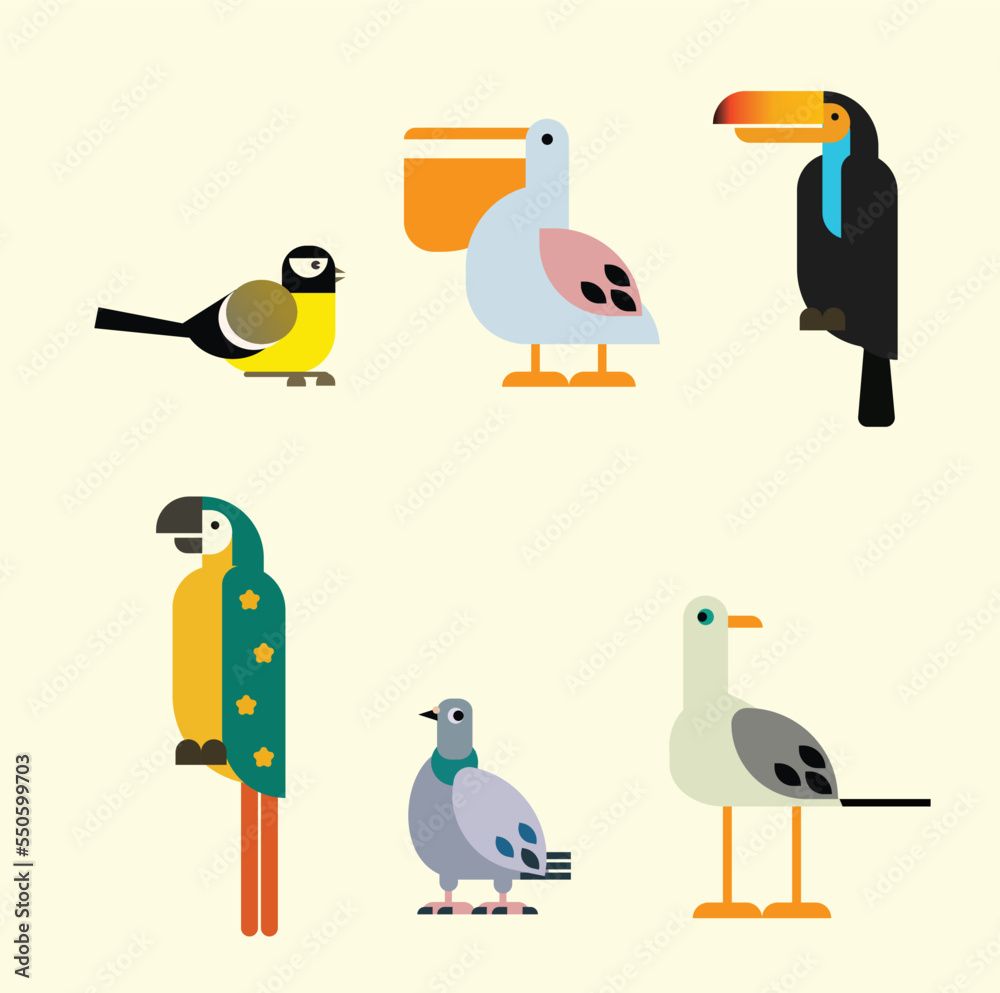 set of cartoon birds, vector illustration Stock Vector | Adobe Stock