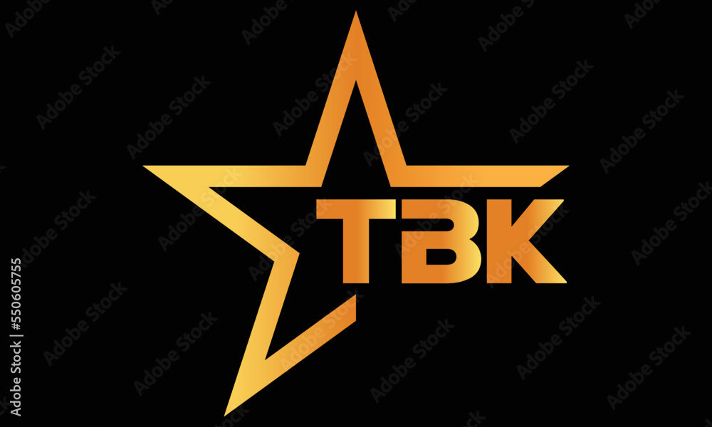 TBK golden luxury star icon three letter logo design vector template ...