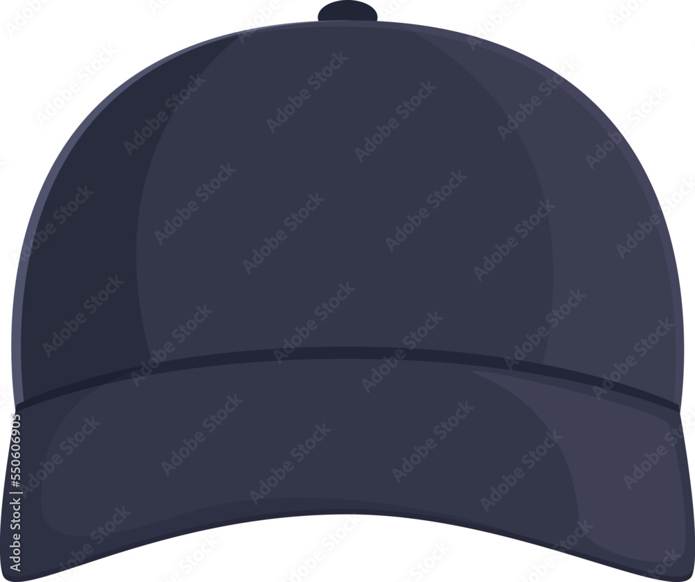 Black baseball hat icon cartoon vector. Cap template. Fashion wear ...