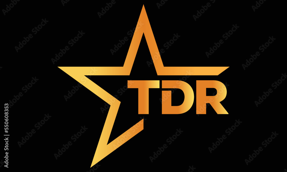 TDR golden luxury star icon three letter logo design vector template ...