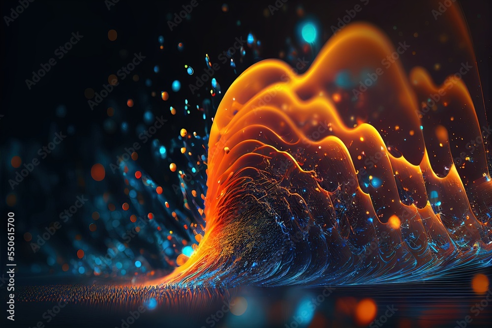 Wave lines trails flowing dynamic in diverse colors isolated on black ...