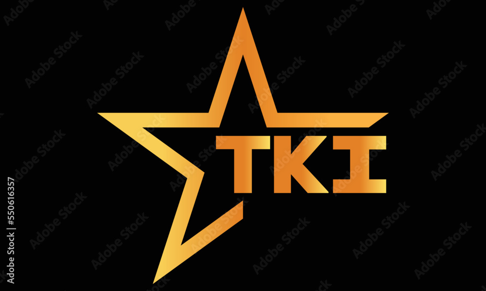 TKI golden luxury star icon three letter logo design vector template ...