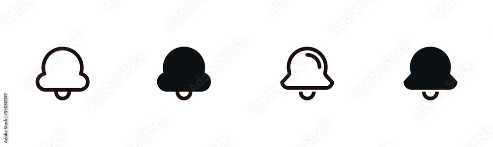 Simple cute rounding style notification bell icon alert vector with ...