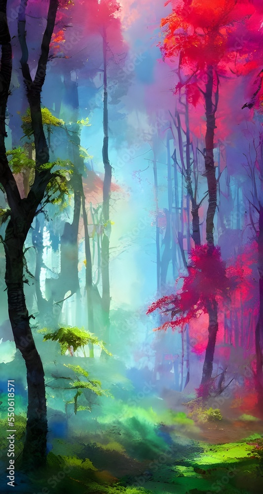 The colors in the forest watercolor are so beautiful and vibrant. The ...