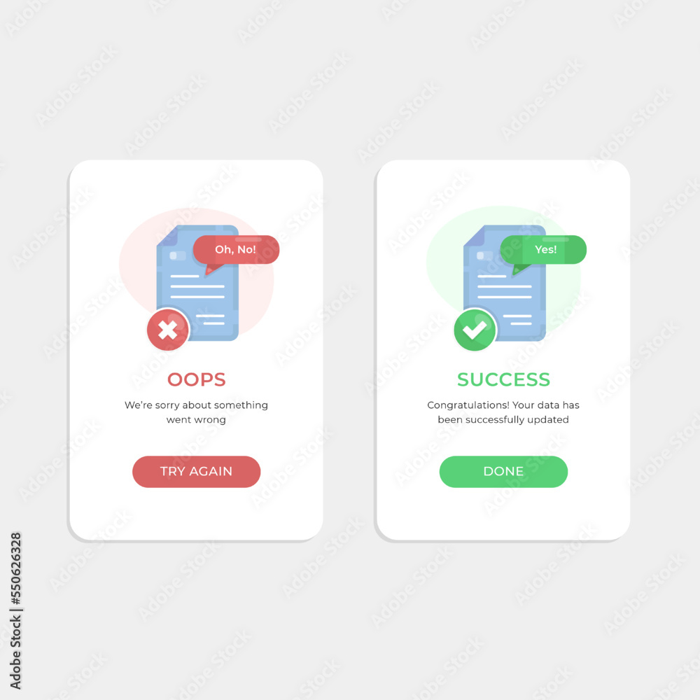 Vecteur Stock Success and error message UI banner illustration vector ... Vecteur Stock Success and error message UI banner illustration vector ...