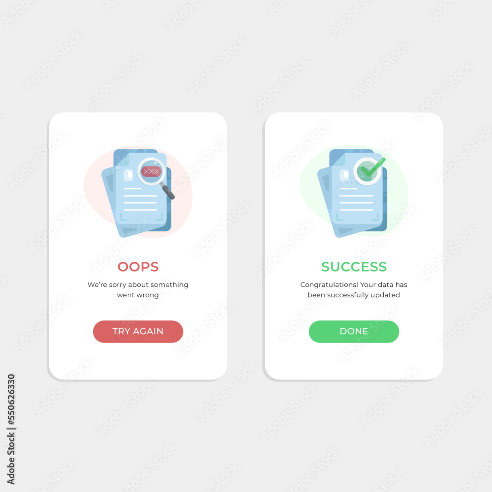 Vecteur Stock Success info message page and error info message page ... Vecteur Stock Success info message page and error info message page ...