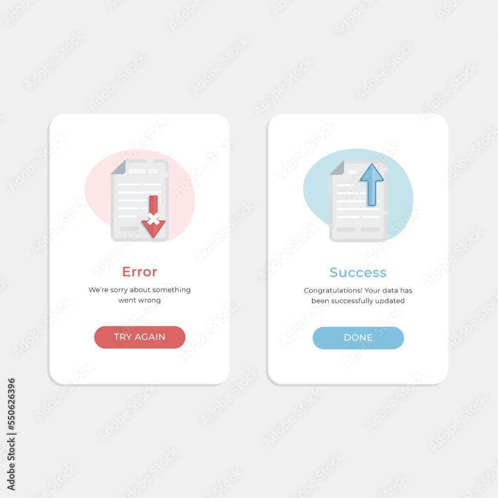 Success info message page and error info message page vector ... Success info message page and error info message page vector ...