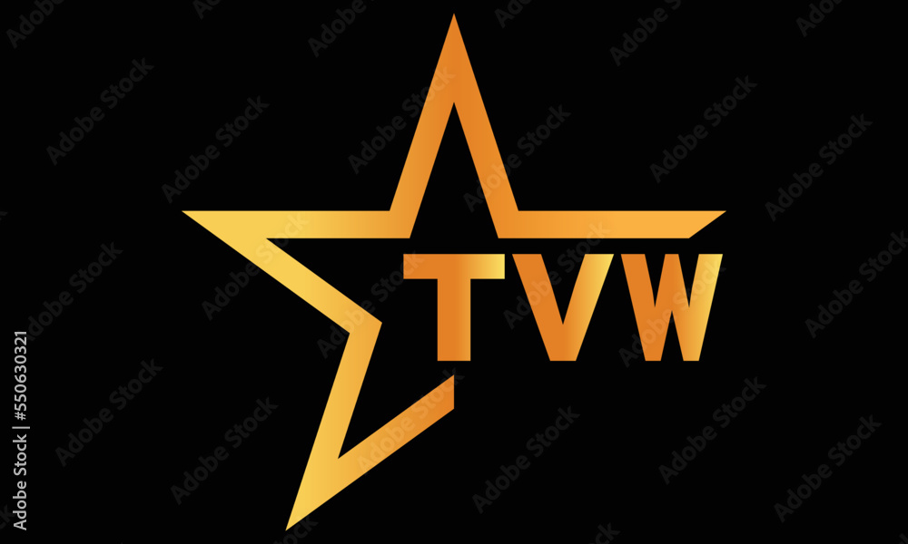 TVW golden luxury star icon three letter logo design vector template ...