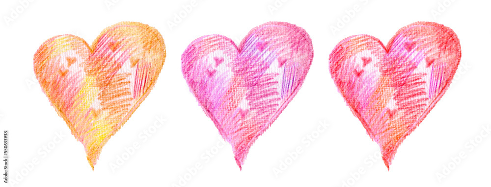 Hearts colorful clip art set. Valentine's day, romantic, love ...