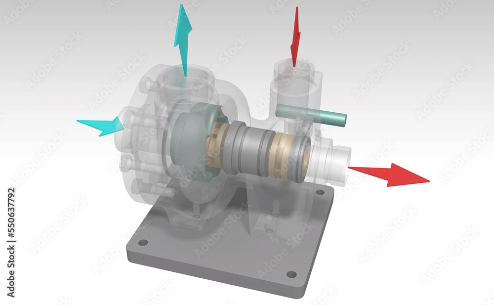 High pressure booster pump cross section 3D illustration ilustração do ...