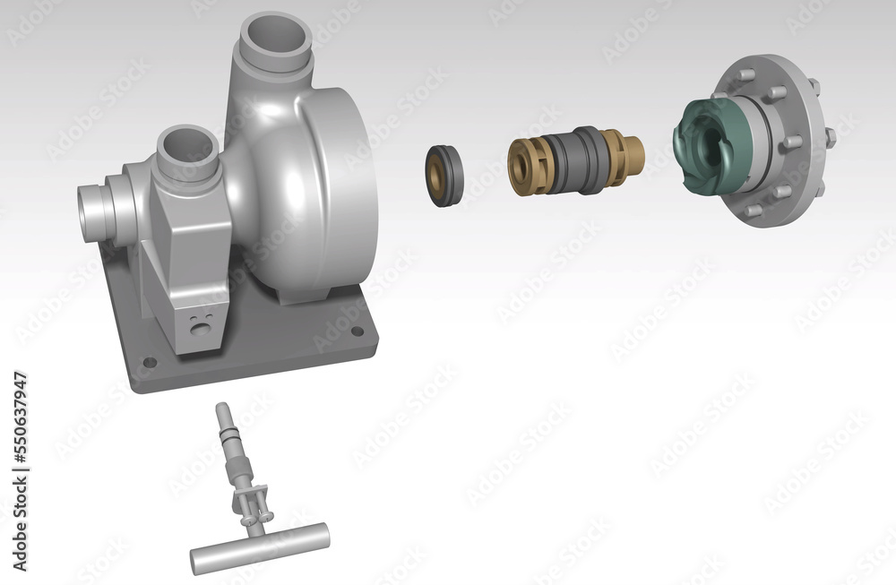 High pressure booster pump cross section 3D illustration Stock ...
