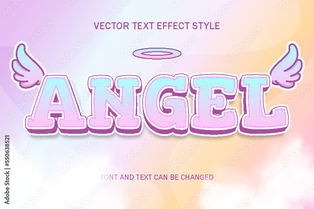 angel cute lettering 3d editable text effect font style template kawaii ...