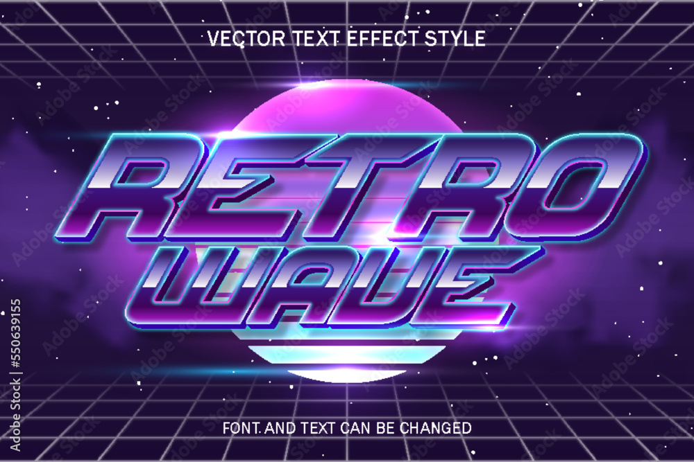 retrowave night typography lettering 3d editable text effect font style ...