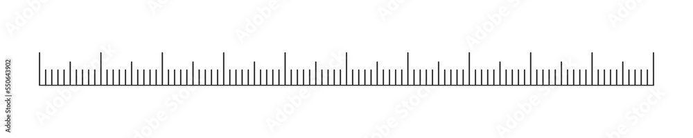 Scale template of ruler, tape or thermometer tool. Horizontal measuring ...